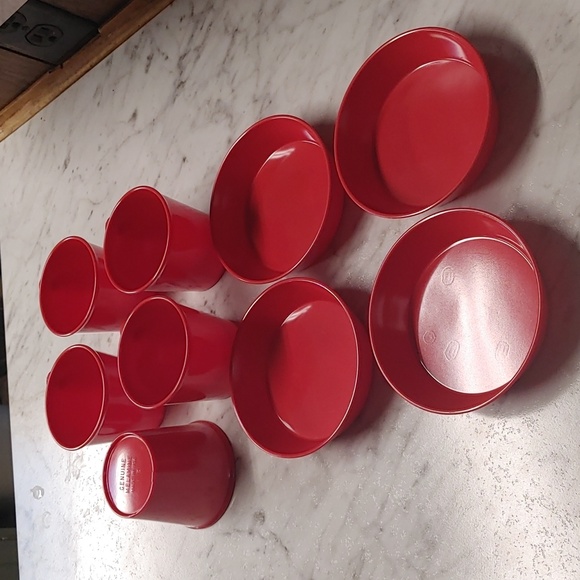 Genuine Melamine | Dining | Genuine Melamine Vintage Set Of Dishes Red ...